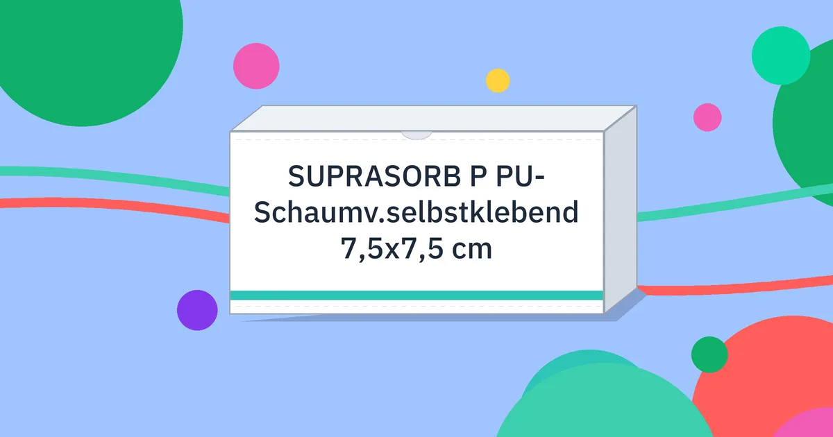 Symbolbild: Packung mit der Aufschrift SUPRASORB P PU-Schaumv.selbstklebend 7,5x7,5 cm (PZN 20300141) – Verfügbarkeit und Bezug in Apotheken in Frankfurt am Main