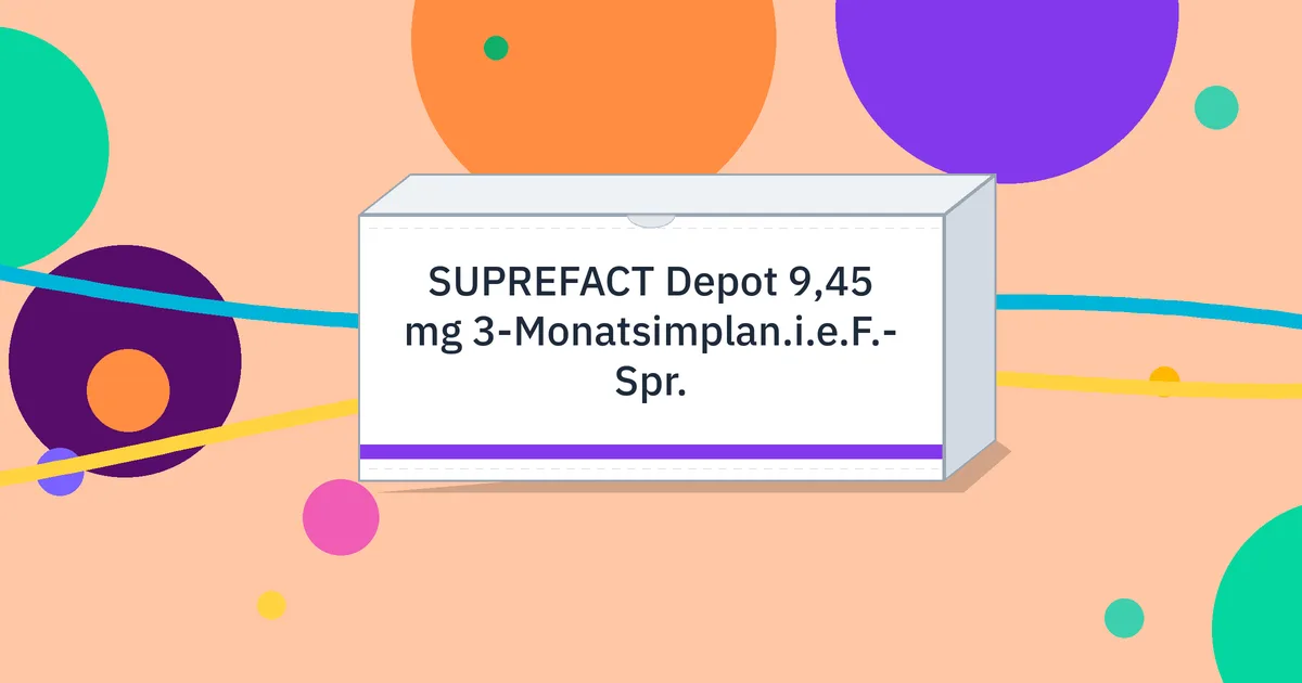 Symbolbild: Packung mit der Aufschrift SUPREFACT Depot 9,45 mg 3-Monatsimplan.i.e.F.-Spr. (PZN 15732832) – Verfügbarkeit und Bezug in Apotheken in Frankfurt am Main
