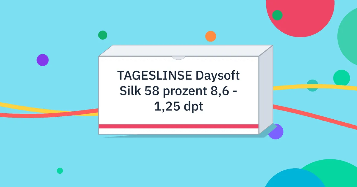 Symbolbild: Packung mit der Aufschrift TAGESLINSE Daysoft Silk 58 prozent 8,6 -1,25 dpt (PZN 00329160) – Verfügbarkeit und Bezug in Apotheken in Frankfurt am Main