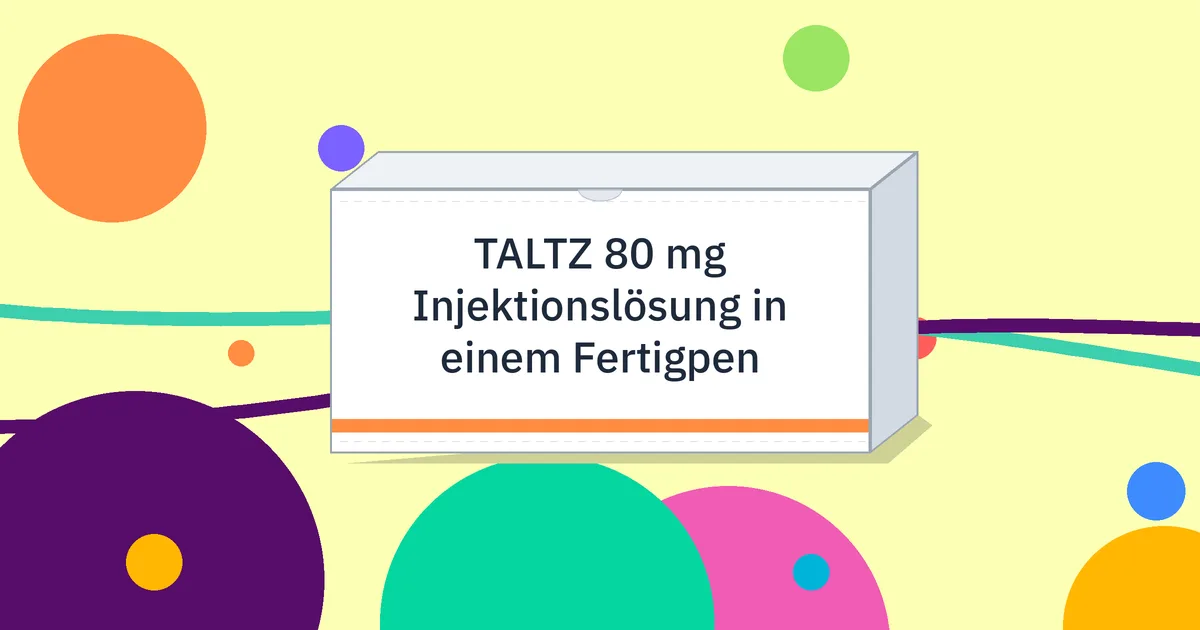 Symbolbild: Packung mit der Aufschrift TALTZ 80 mg Injektionslösung in einem Fertigpen (PZN 13509219) – Verfügbarkeit und Bezug in Apotheken in Frankfurt am Main