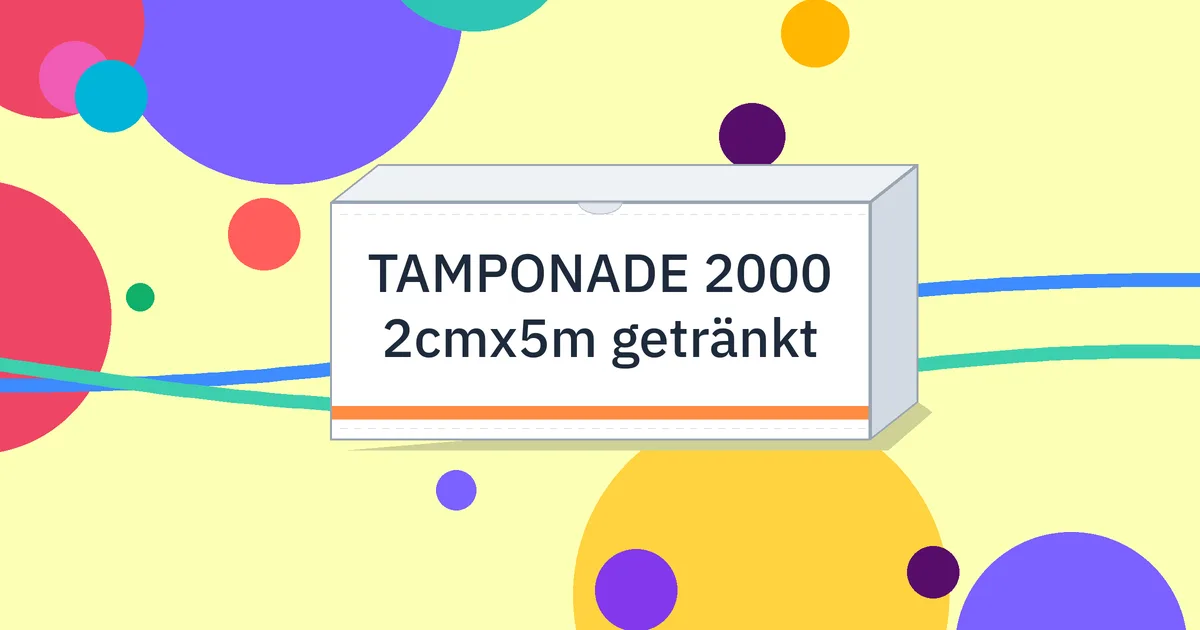 Symbolbild: Packung mit der Aufschrift TAMPONADE 2000 2cmx5m getränkt (PZN 08502439) – Verfügbarkeit und Bezug in Apotheken in Frankfurt am Main