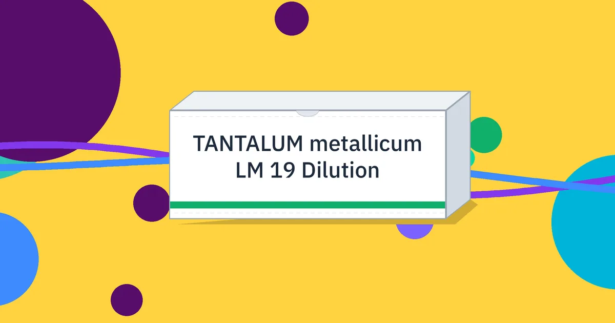 Symbolbild: Packung mit der Aufschrift TANTALUM metallicum LM 19 Dilution (PZN 13213588) – Verfügbarkeit und Bezug in Apotheken in Frankfurt am Main
