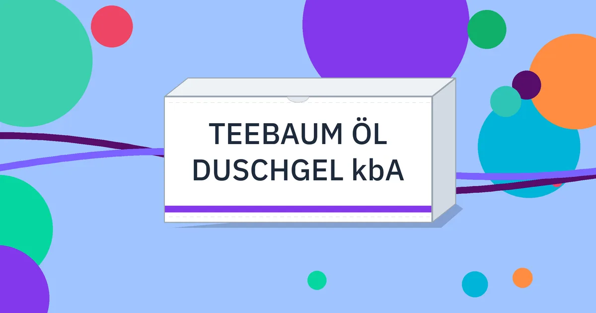 Symbolbild: Packung mit der Aufschrift TEEBAUM ÖL DUSCHGEL kbA (PZN 07331415) – Verfügbarkeit und Bezug in Apotheken in Frankfurt am Main