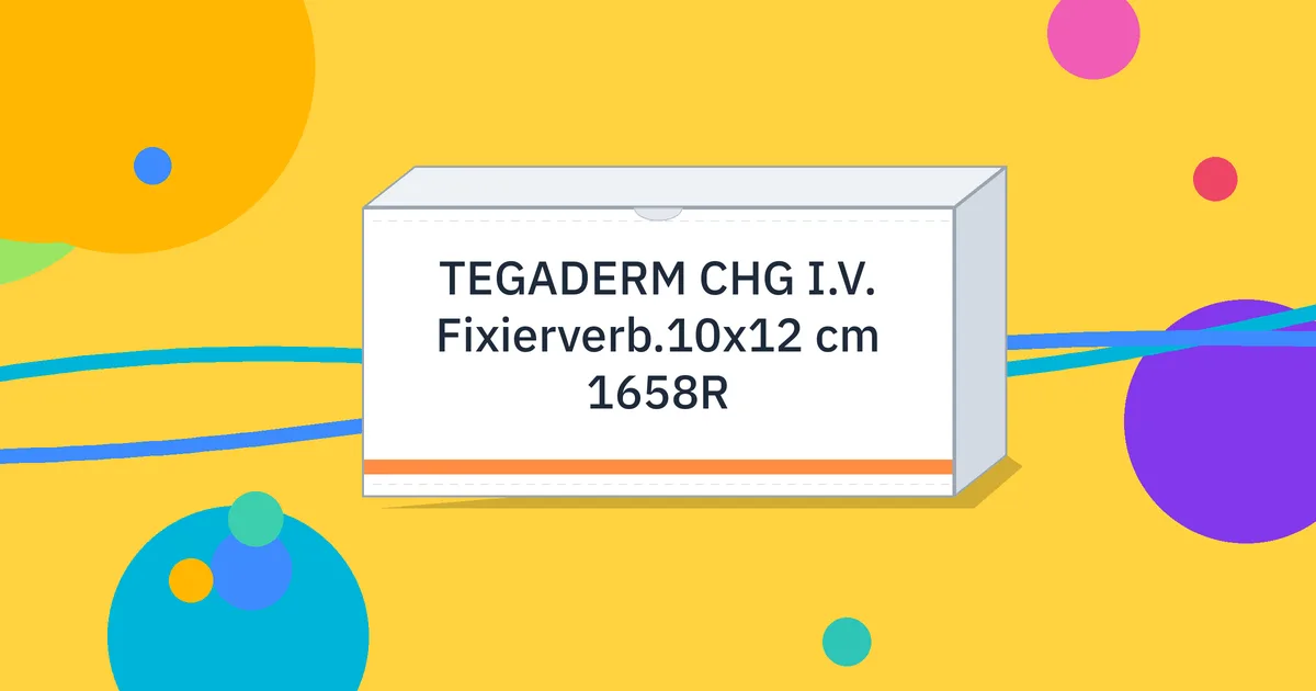 Symbolbild: Packung mit der Aufschrift TEGADERM CHG I.V. Fixierverb.10x12 cm 1658R (PZN 19814573) – Verfügbarkeit und Bezug in Apotheken in Frankfurt am Main