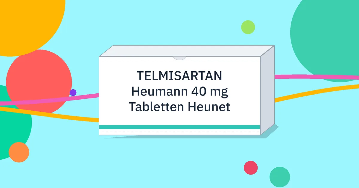 Symbolbild: Packung mit der Aufschrift TELMISARTAN Heumann 40 mg Tabletten Heunet (PZN 14211640) – Verfügbarkeit und Bezug in Apotheken in Frankfurt am Main