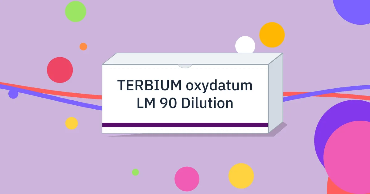 Symbolbild: Packung mit der Aufschrift TERBIUM oxydatum LM 90 Dilution (PZN 13216434) – Verfügbarkeit und Bezug in Apotheken in Frankfurt am Main