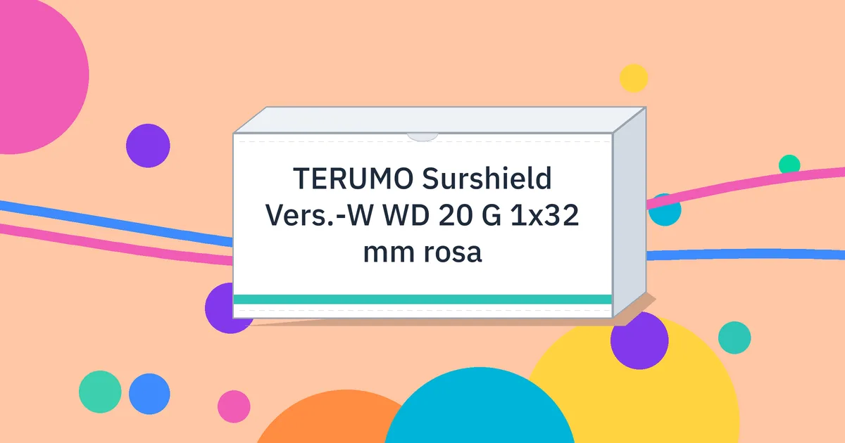 Symbolbild: Packung mit der Aufschrift TERUMO Surshield Vers.-W WD 20 G 1x32 mm rosa (PZN 17630745) – Verfügbarkeit und Bezug in Apotheken in Frankfurt am Main