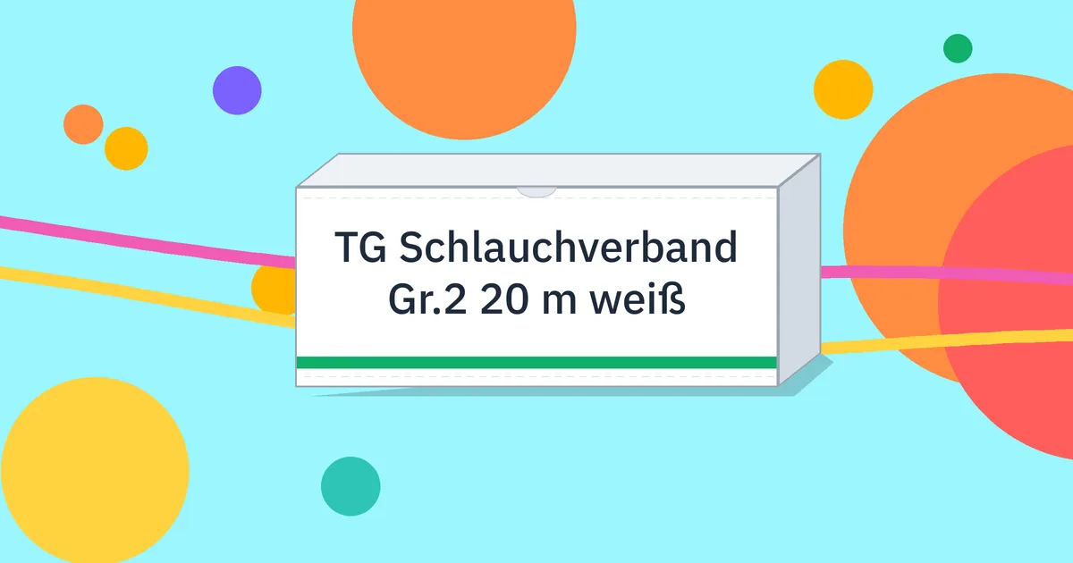 Symbolbild: Packung mit der Aufschrift TG Schlauchverband Gr.2 20 m weiß (PZN 11607320) – Verfügbarkeit und Bezug in Apotheken in Frankfurt am Main