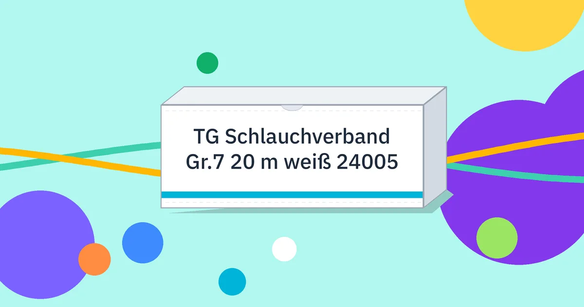 Symbolbild: Packung mit der Aufschrift TG Schlauchverband Gr.7 20 m weiß 24005 (PZN 00462195) – Verfügbarkeit und Bezug in Apotheken in Frankfurt am Main