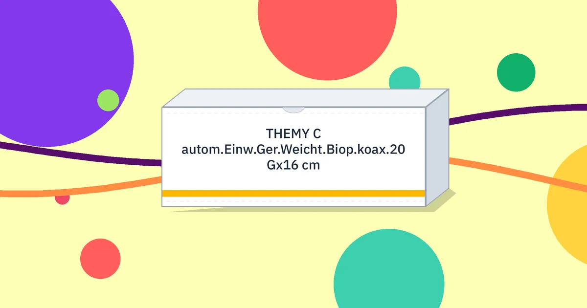 Symbolbild: Packung mit der Aufschrift THEMY C autom.Einw.Ger.Weicht.Biop.koax.20 Gx16 cm (PZN 19737766) – Verfügbarkeit und Bezug in Apotheken in Frankfurt am Main