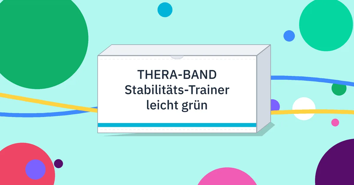 Symbolbild: Packung mit der Aufschrift THERA-BAND Stabilitäts-Trainer leicht grün (PZN 01028130) – Verfügbarkeit und Bezug in Apotheken in Frankfurt am Main