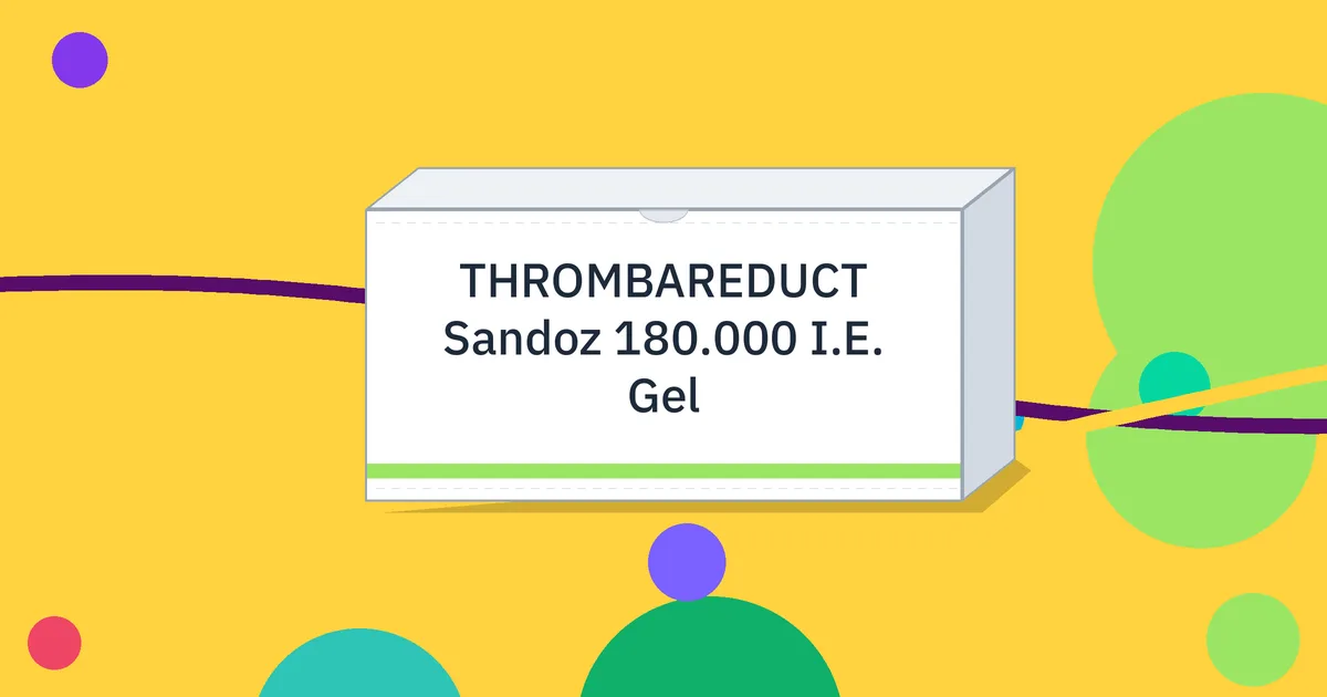 Symbolbild: Packung mit der Aufschrift THROMBAREDUCT Sandoz 180.000 I.E. Gel (PZN 00858390) – Verfügbarkeit und Bezug in Apotheken in Frankfurt am Main