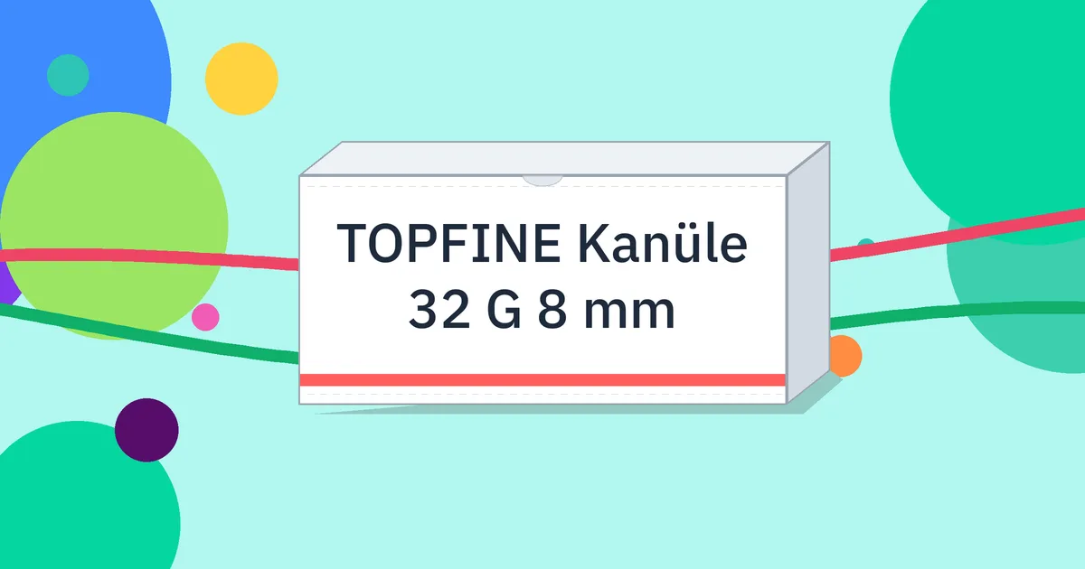 Symbolbild: Packung mit der Aufschrift TOPFINE Kanüle 32 G 8 mm (PZN 13355779) – Verfügbarkeit und Bezug in Apotheken in Frankfurt am Main