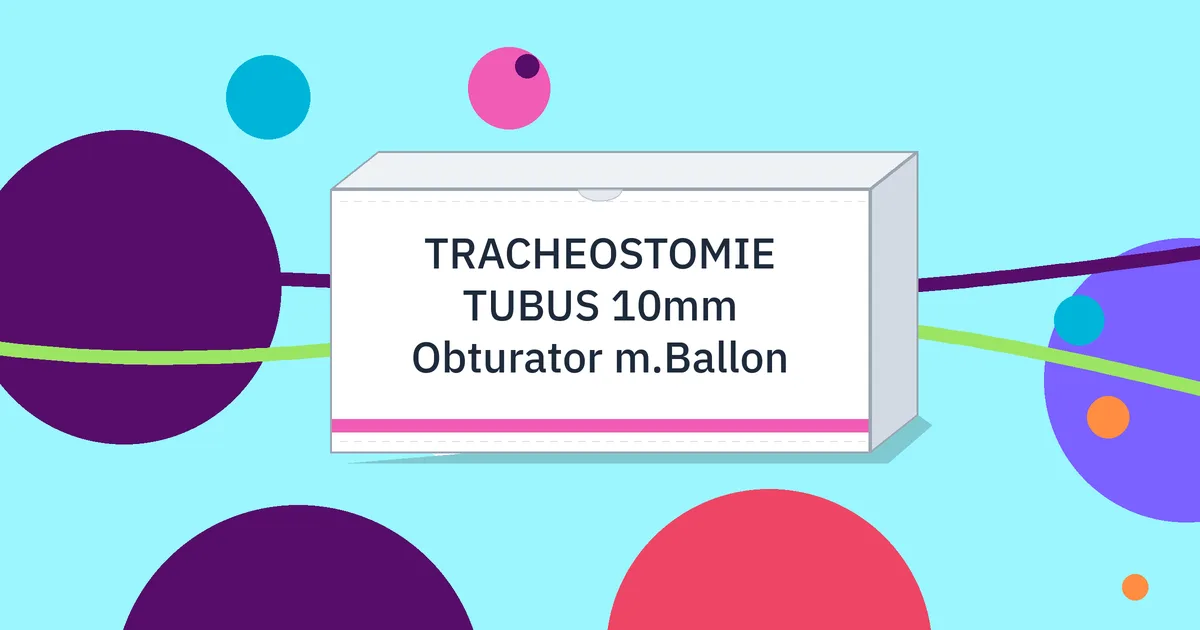 Symbolbild: Packung mit der Aufschrift TRACHEOSTOMIE TUBUS 10mm Obturator m.Ballon (PZN 01085435) – Verfügbarkeit und Bezug in Apotheken in Frankfurt am Main