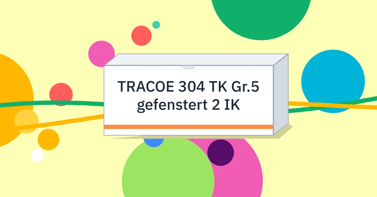 Symbolbild: Packung mit der Aufschrift TRACOE 304 TK Gr.5 gefenstert 2 IK (PZN 00920189) – Verfügbarkeit und Bezug in Apotheken in Frankfurt am Main