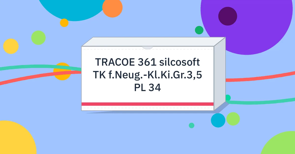 Symbolbild: Packung mit der Aufschrift TRACOE 361 silcosoft TK f.Neug.-Kl.Ki.Gr.3,5 PL 34 (PZN 14313808) – Verfügbarkeit und Bezug in Apotheken in Frankfurt am Main