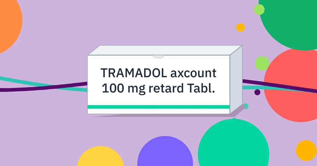 Symbolbild: Packung mit der Aufschrift TRAMADOL axcount 100 mg retard Tabl. (PZN 03727441) – Verfügbarkeit und Bezug in Apotheken in Frankfurt am Main
