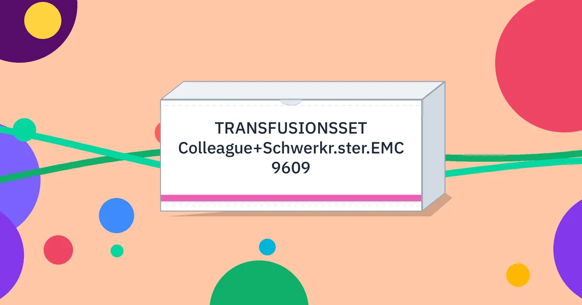 Symbolbild: Packung mit der Aufschrift TRANSFUSIONSSET Colleague+Schwerkr.ster.EMC 9609 (PZN 03835099) – Verfügbarkeit und Bezug in Apotheken in Frankfurt am Main