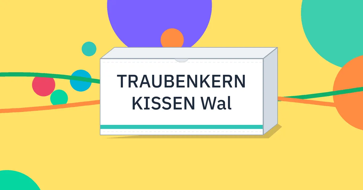 Symbolbild: Packung mit der Aufschrift TRAUBENKERN KISSEN Wal (PZN 16511317) – Verfügbarkeit und Bezug in Apotheken in Frankfurt am Main