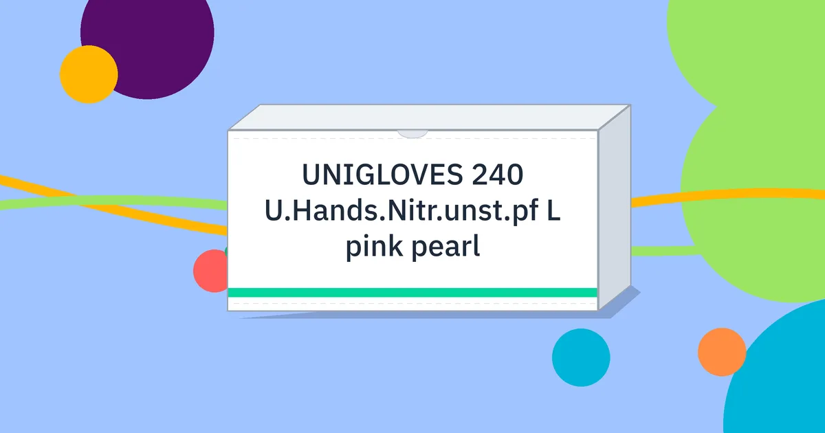 Symbolbild: Packung mit der Aufschrift UNIGLOVES 240 U.Hands.Nitr.unst.pf L pink pearl (PZN 18101977) – Verfügbarkeit und Bezug in Apotheken in Frankfurt am Main