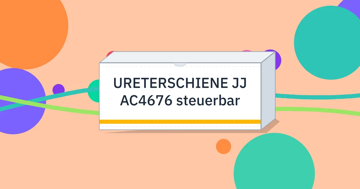 Symbolbild: Packung mit der Aufschrift URETERSCHIENE JJ AC4676 steuerbar (PZN 00153353) – Verfügbarkeit und Bezug in Apotheken in Frankfurt am Main
