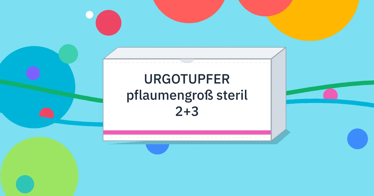 Symbolbild: Packung mit der Aufschrift URGOTUPFER pflaumengroß steril 2+3 (PZN 00091853) – Verfügbarkeit und Bezug in Apotheken in Frankfurt am Main