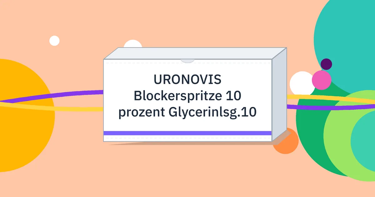 Symbolbild: Packung mit der Aufschrift URONOVIS Blockerspritze 10 prozent Glycerinlsg.10 (PZN 00820536) – Verfügbarkeit und Bezug in Apotheken in Frankfurt am Main