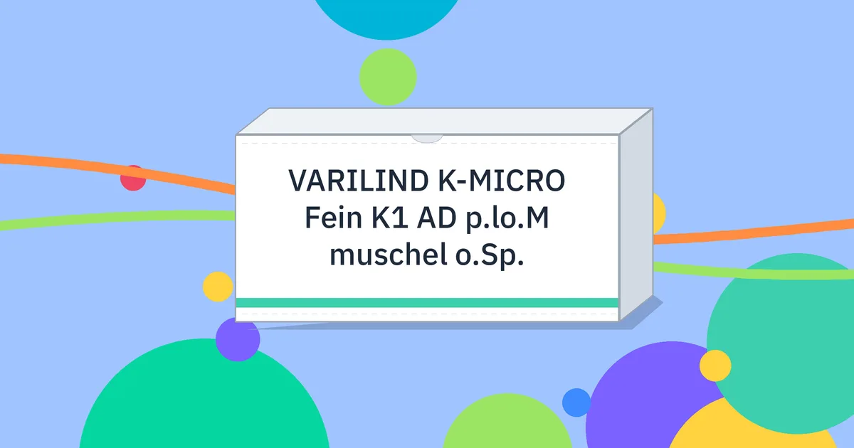 Symbolbild: Packung mit der Aufschrift VARILIND K-MICRO Fein K1 AD p.lo.M muschel o.Sp. (PZN 20558425) – Verfügbarkeit und Bezug in Apotheken in Frankfurt am Main