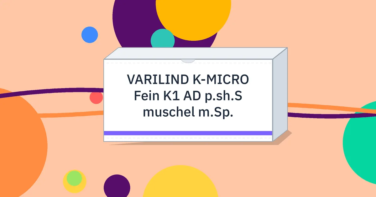 Symbolbild: Packung mit der Aufschrift VARILIND K-MICRO Fein K1 AD p.sh.S muschel m.Sp. (PZN 20558187) – Verfügbarkeit und Bezug in Apotheken in Frankfurt am Main