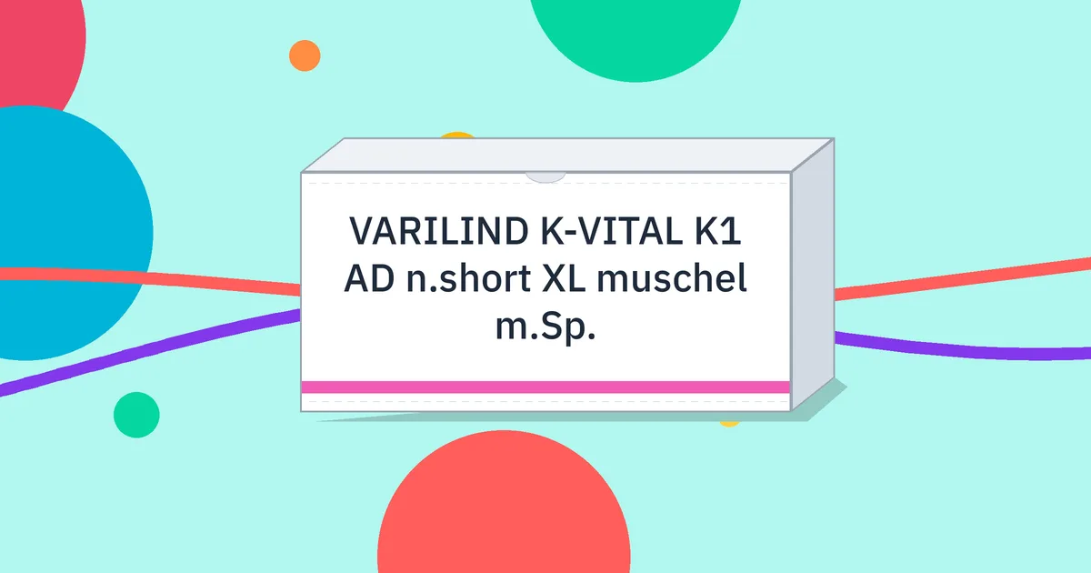 Symbolbild: Packung mit der Aufschrift VARILIND K-VITAL K1 AD n.short XL muschel m.Sp. (PZN 20567016) – Verfügbarkeit und Bezug in Apotheken in Frankfurt am Main
