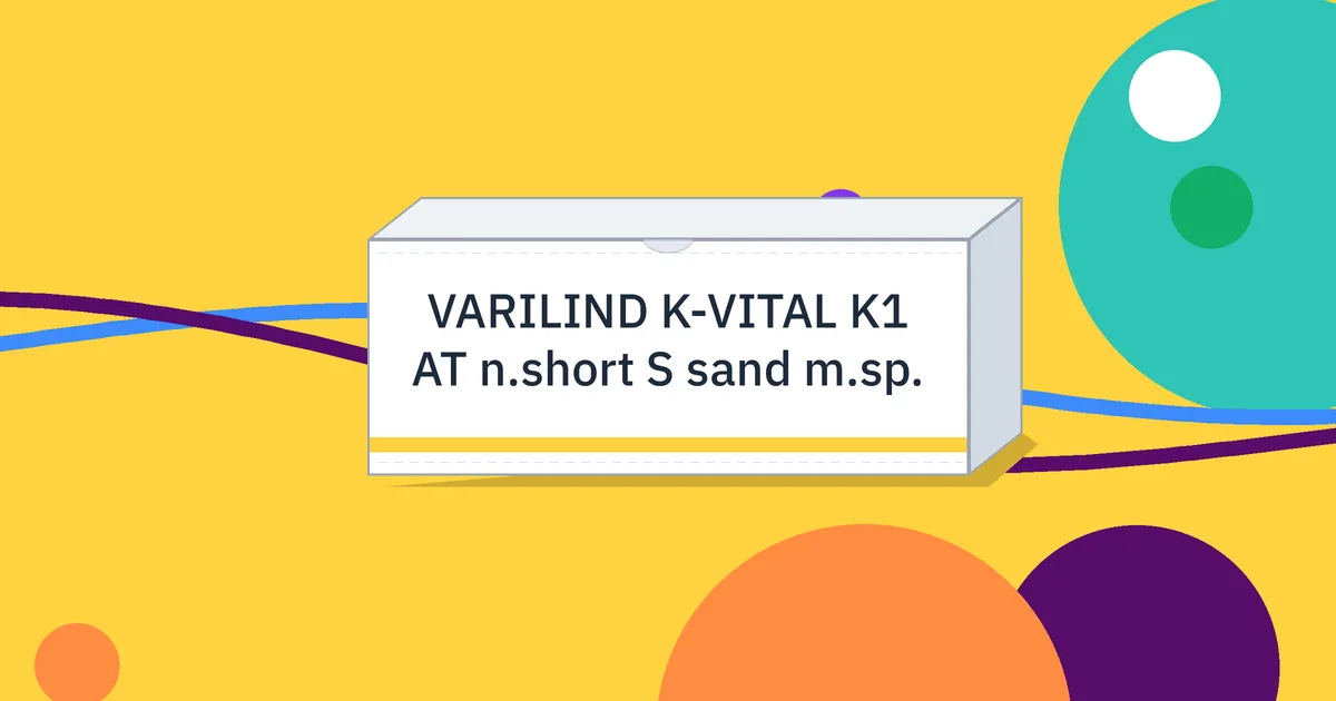 Symbolbild: Packung mit der Aufschrift VARILIND K-VITAL K1 AT n.short S sand m.sp. (PZN 20559643) – Verfügbarkeit und Bezug in Apotheken in Frankfurt am Main