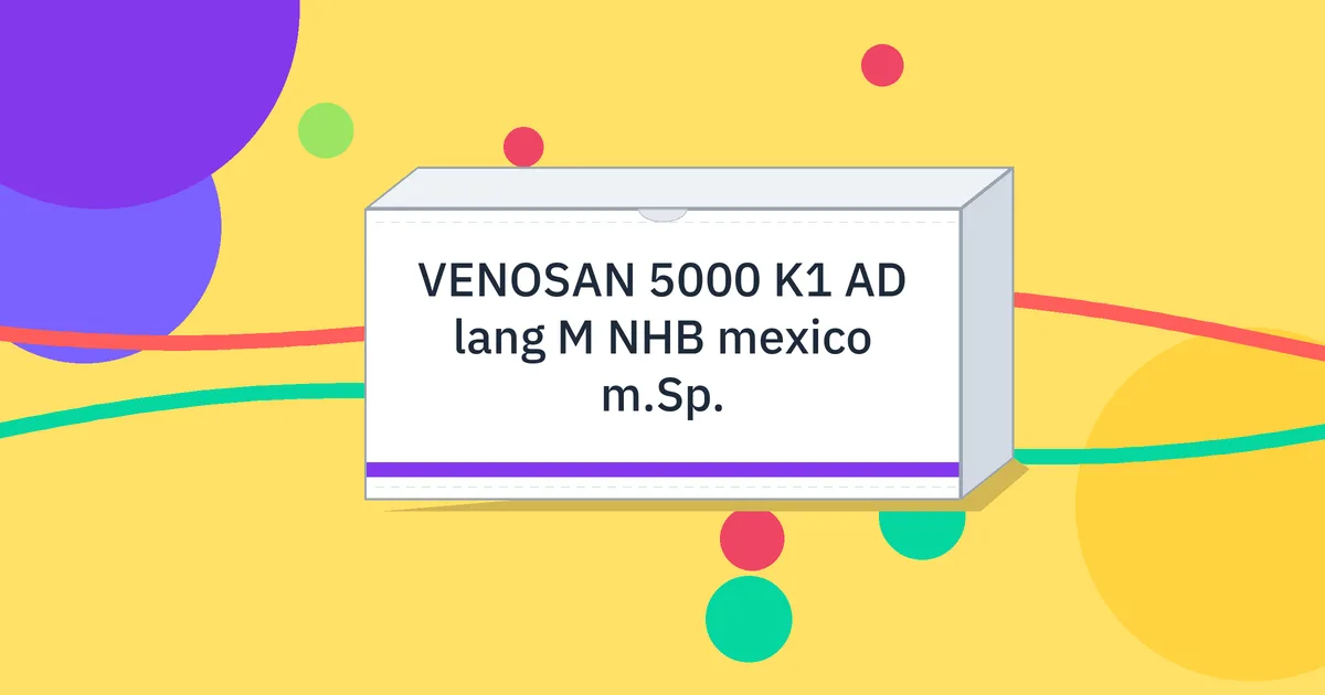 Symbolbild: Packung mit der Aufschrift VENOSAN 5000 K1 AD lang M NHB mexico m.Sp. (PZN 14429310) – Verfügbarkeit und Bezug in Apotheken in Frankfurt am Main