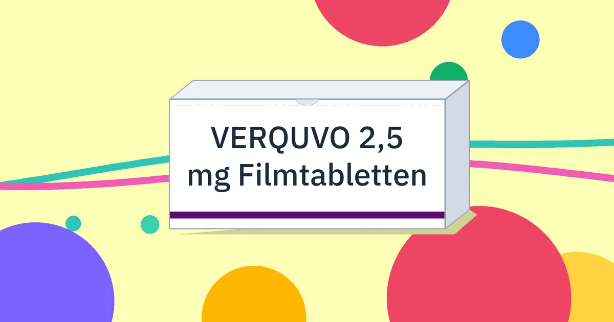 Symbolbild: Packung mit der Aufschrift VERQUVO 2,5 mg Filmtabletten (PZN 16771863) – Verfügbarkeit und Bezug in Apotheken in Frankfurt am Main