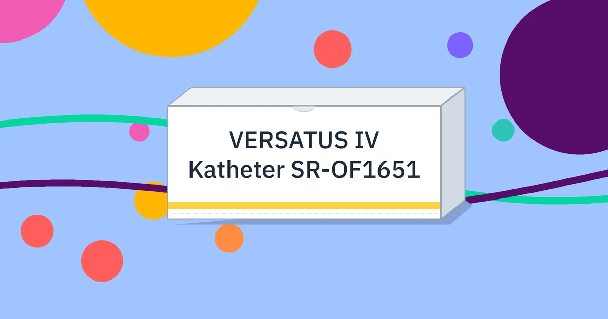 Symbolbild: Packung mit der Aufschrift VERSATUS IV Katheter SR-OF1651 (PZN 01606199) – Verfügbarkeit und Bezug in Apotheken in Frankfurt am Main