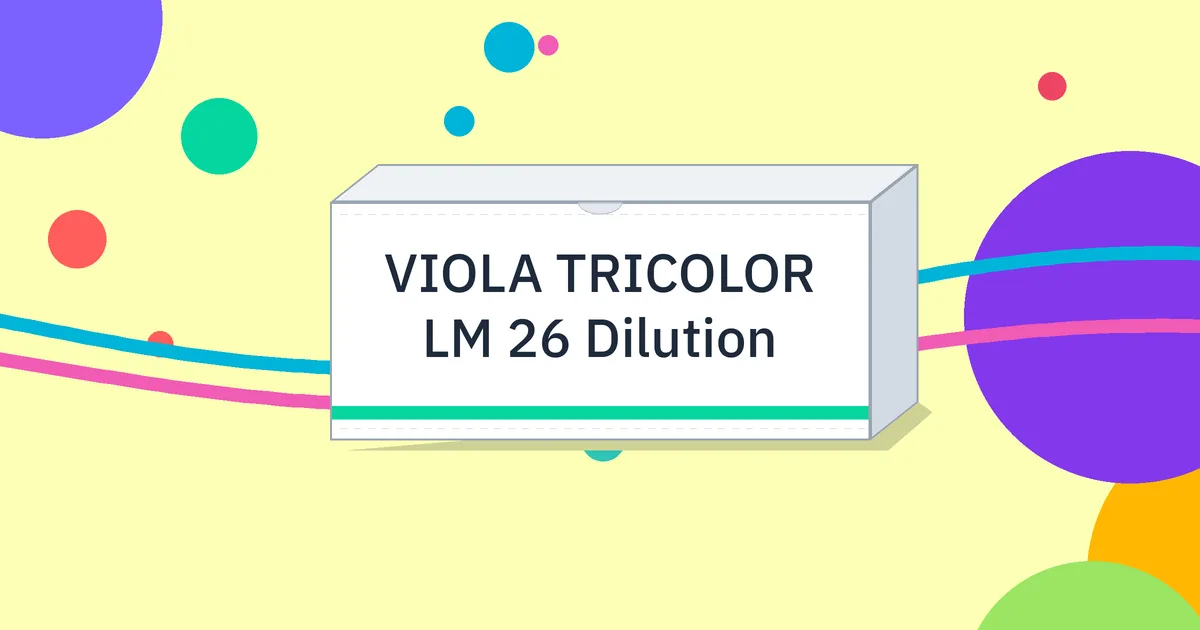 Symbolbild: Packung mit der Aufschrift VIOLA TRICOLOR LM 26 Dilution (PZN 13276436) – Verfügbarkeit und Bezug in Apotheken in Frankfurt am Main