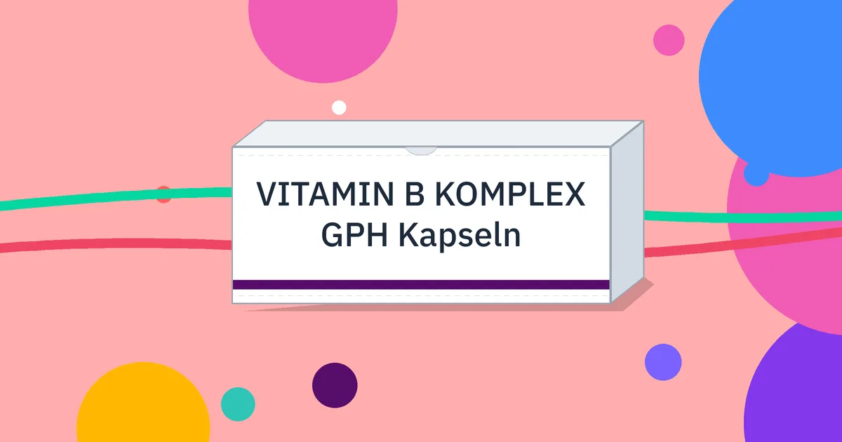Symbolbild: Packung mit der Aufschrift VITAMIN B KOMPLEX GPH Kapseln (PZN 02562162) – Verfügbarkeit und Bezug in Apotheken in Frankfurt am Main