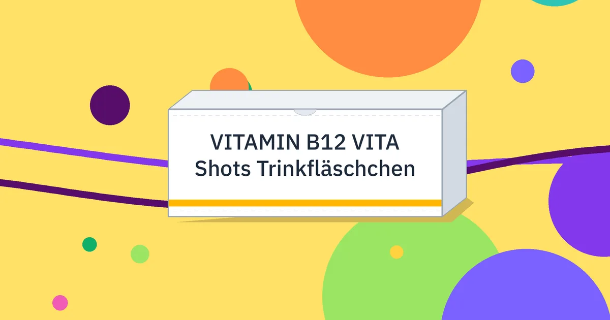 Symbolbild: Packung mit der Aufschrift VITAMIN B12 VITA Shots Trinkfläschchen (PZN 18163731) – Verfügbarkeit und Bezug in Apotheken in Frankfurt am Main