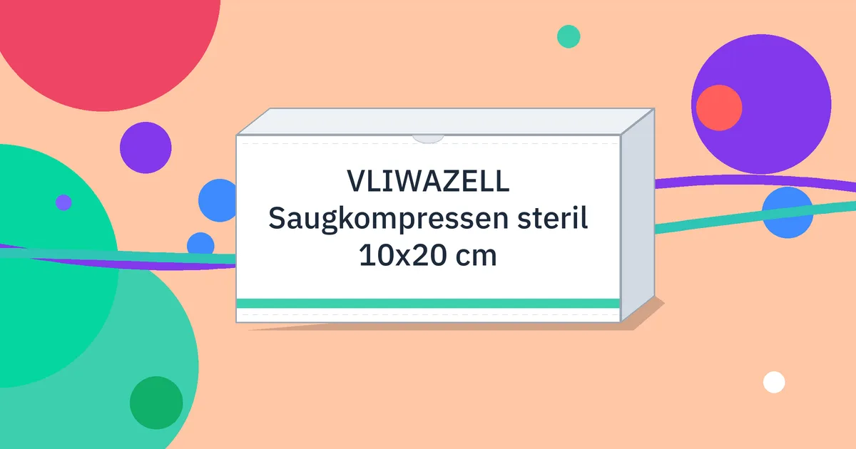 Symbolbild: Packung mit der Aufschrift VLIWAZELL Saugkompressen steril 10x20 cm (PZN 18719016) – Verfügbarkeit und Bezug in Apotheken in Frankfurt am Main