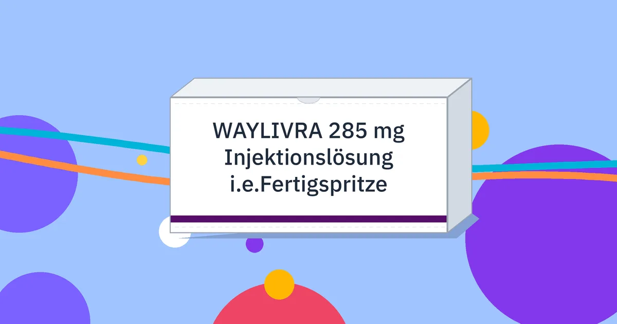 Symbolbild: Packung mit der Aufschrift WAYLIVRA 285 mg Injektionslösung i.e.Fertigspritze (PZN 14327526) – Verfügbarkeit und Bezug in Apotheken in Frankfurt am Main