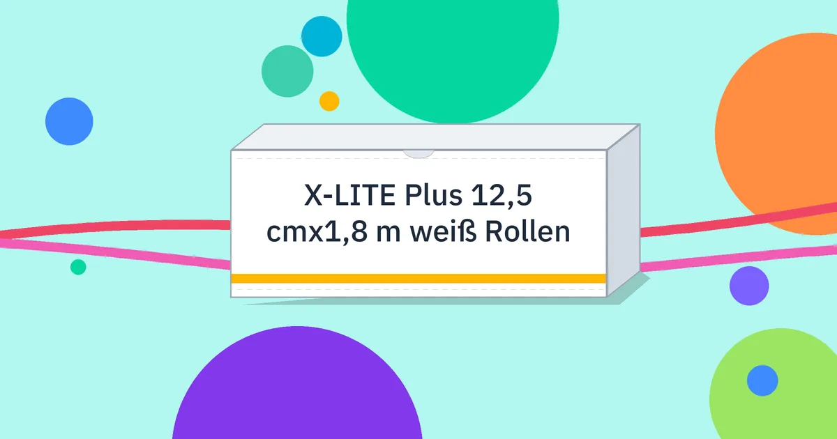 Symbolbild: Packung mit der Aufschrift X-LITE Plus 12,5 cmx1,8 m weiß Rollen (PZN 14441386) – Verfügbarkeit und Bezug in Apotheken in Frankfurt am Main