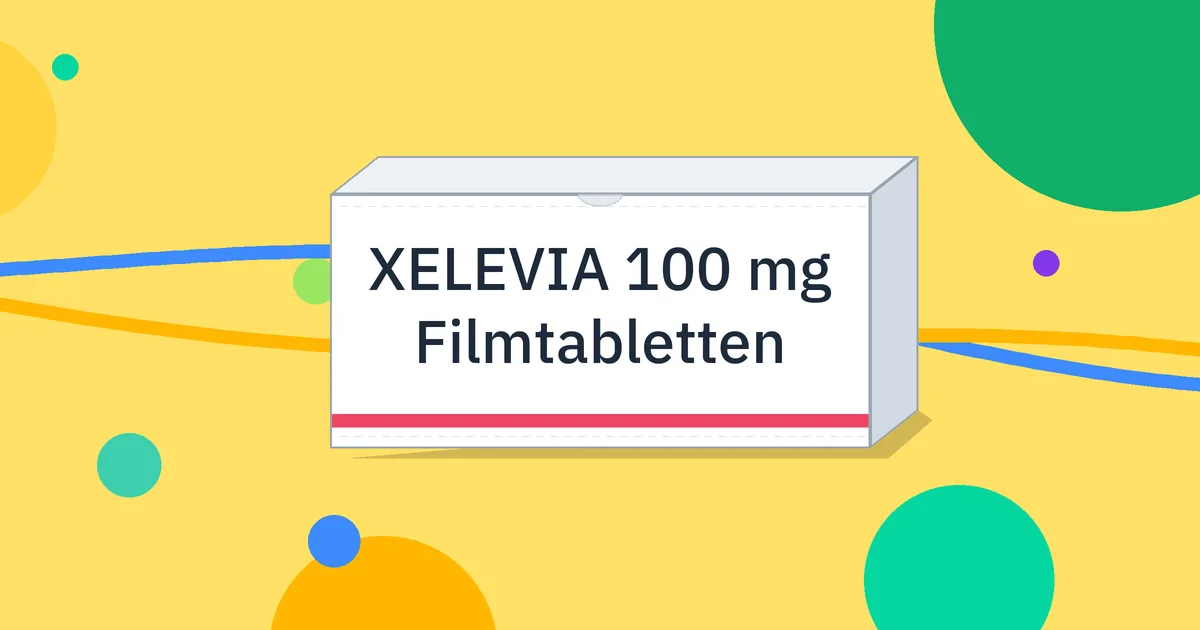 Symbolbild: Packung mit der Aufschrift XELEVIA 100 mg Filmtabletten (PZN 19480801) – Verfügbarkeit und Bezug in Apotheken in Frankfurt am Main