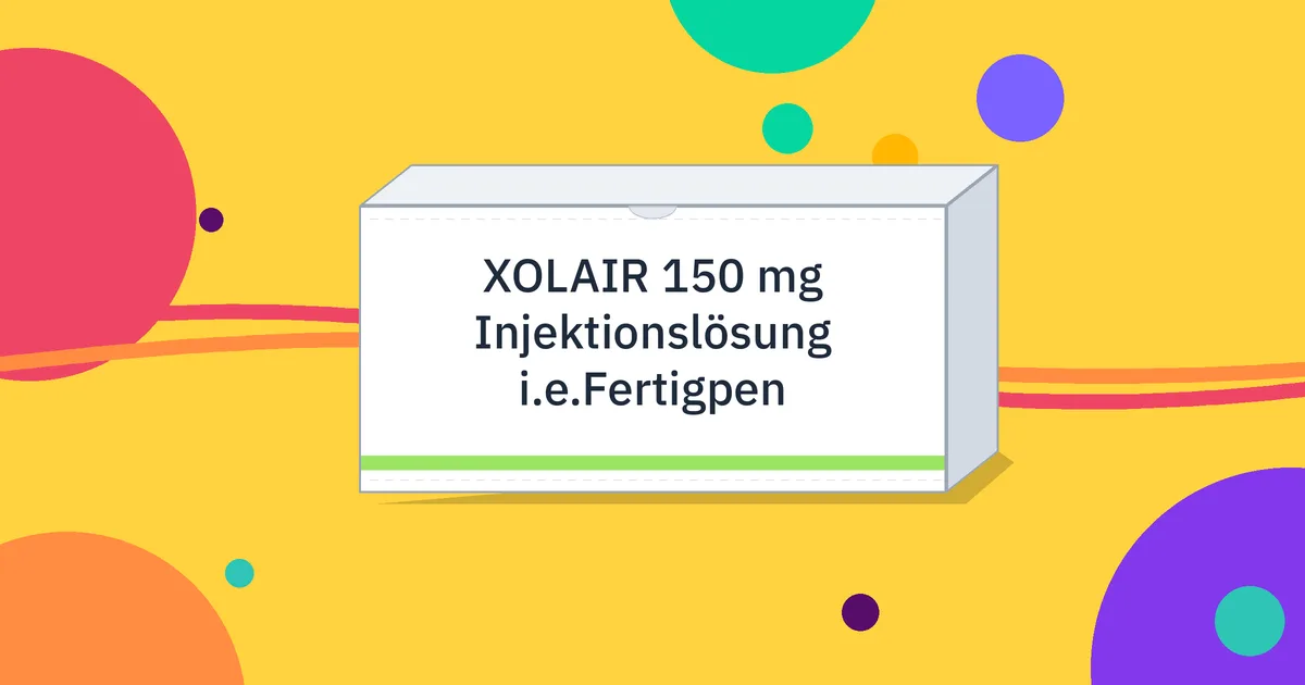 Symbolbild: Packung mit der Aufschrift XOLAIR 150 mg Injektionslösung i.e.Fertigpen (PZN 19739713) – Verfügbarkeit und Bezug in Apotheken in Frankfurt am Main