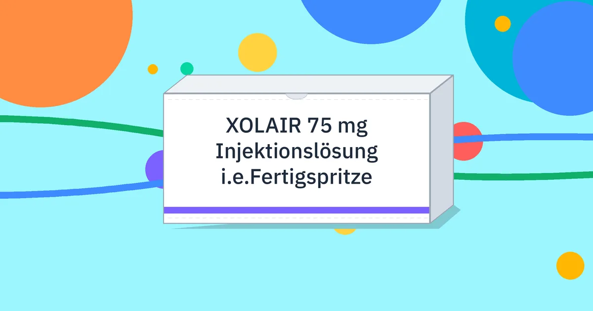 Symbolbild: Packung mit der Aufschrift XOLAIR 75 mg Injektionslösung i.e.Fertigspritze (PZN 19743809) – Verfügbarkeit und Bezug in Apotheken in Frankfurt am Main