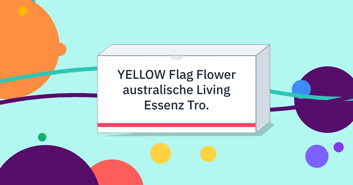 Symbolbild: Packung mit der Aufschrift YELLOW Flag Flower australische Living Essenz Tro. (PZN 05011936) – Verfügbarkeit und Bezug in Apotheken in Frankfurt am Main