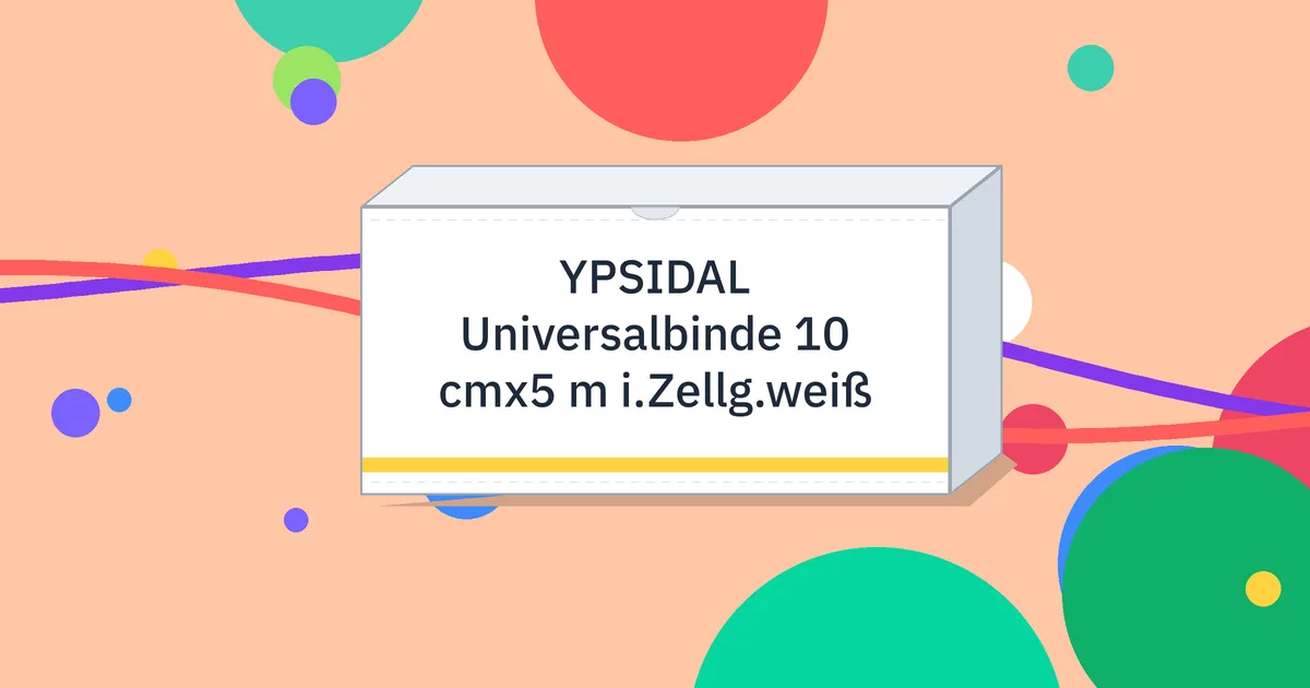 Symbolbild: Packung mit der Aufschrift YPSIDAL Universalbinde 10 cmx5 m i.Zellg.weiß (PZN 12604341) – Verfügbarkeit und Bezug in Apotheken in Frankfurt am Main