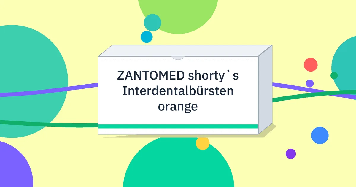 Symbolbild: Packung mit der Aufschrift ZANTOMED shorty`s Interdentalbürsten orange (PZN 03434733) – Verfügbarkeit und Bezug in Apotheken in Frankfurt am Main