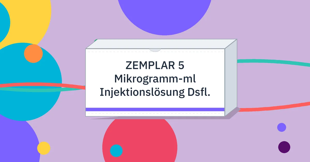 Symbolbild: Packung mit der Aufschrift ZEMPLAR 5 Mikrogramm-ml Injektionslösung Dsfl. (PZN 11651025) – Verfügbarkeit und Bezug in Apotheken in Frankfurt am Main