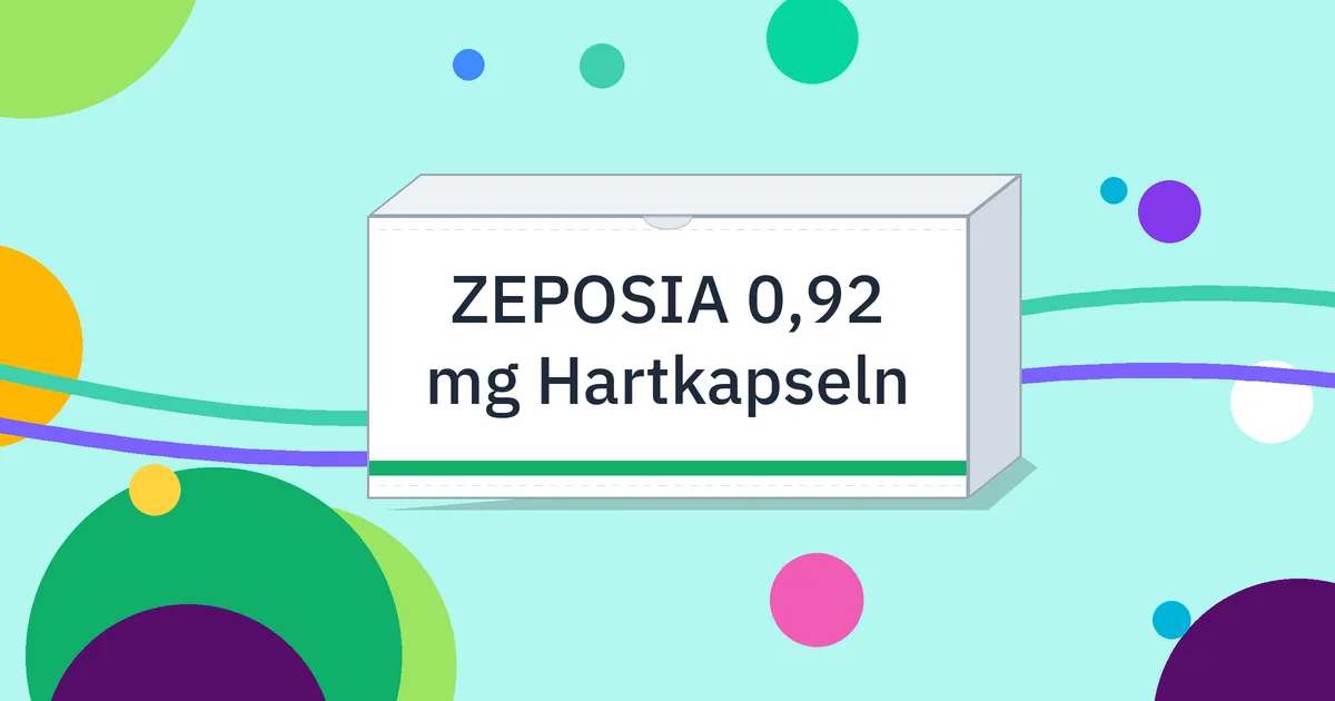 Symbolbild: Packung mit der Aufschrift ZEPOSIA 0,92 mg Hartkapseln (PZN 16151959) – Verfügbarkeit und Bezug in Apotheken in Frankfurt am Main