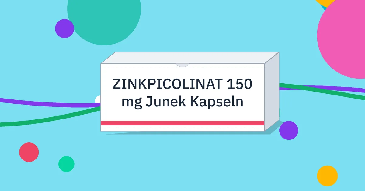 Symbolbild: Packung mit der Aufschrift ZINKPICOLINAT 150 mg Junek Kapseln (PZN 20280935) – Verfügbarkeit und Bezug in Apotheken in Frankfurt am Main
