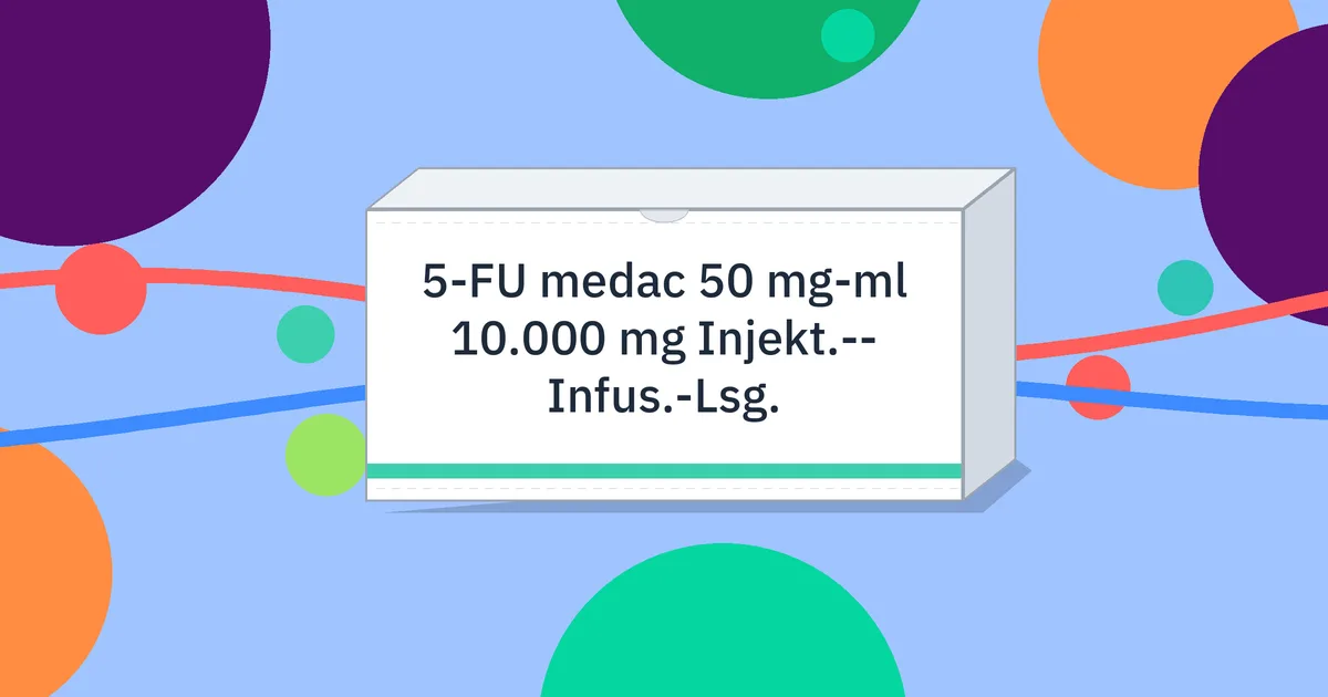 Symbolbild: Packung mit der Aufschrift 5-FU medac 50 mg-ml 10.000 mg Injekt.--Infus.-Lsg. (PZN 04142441) – Verfügbarkeit und Bezug in Apotheken in Frankfurt am Main